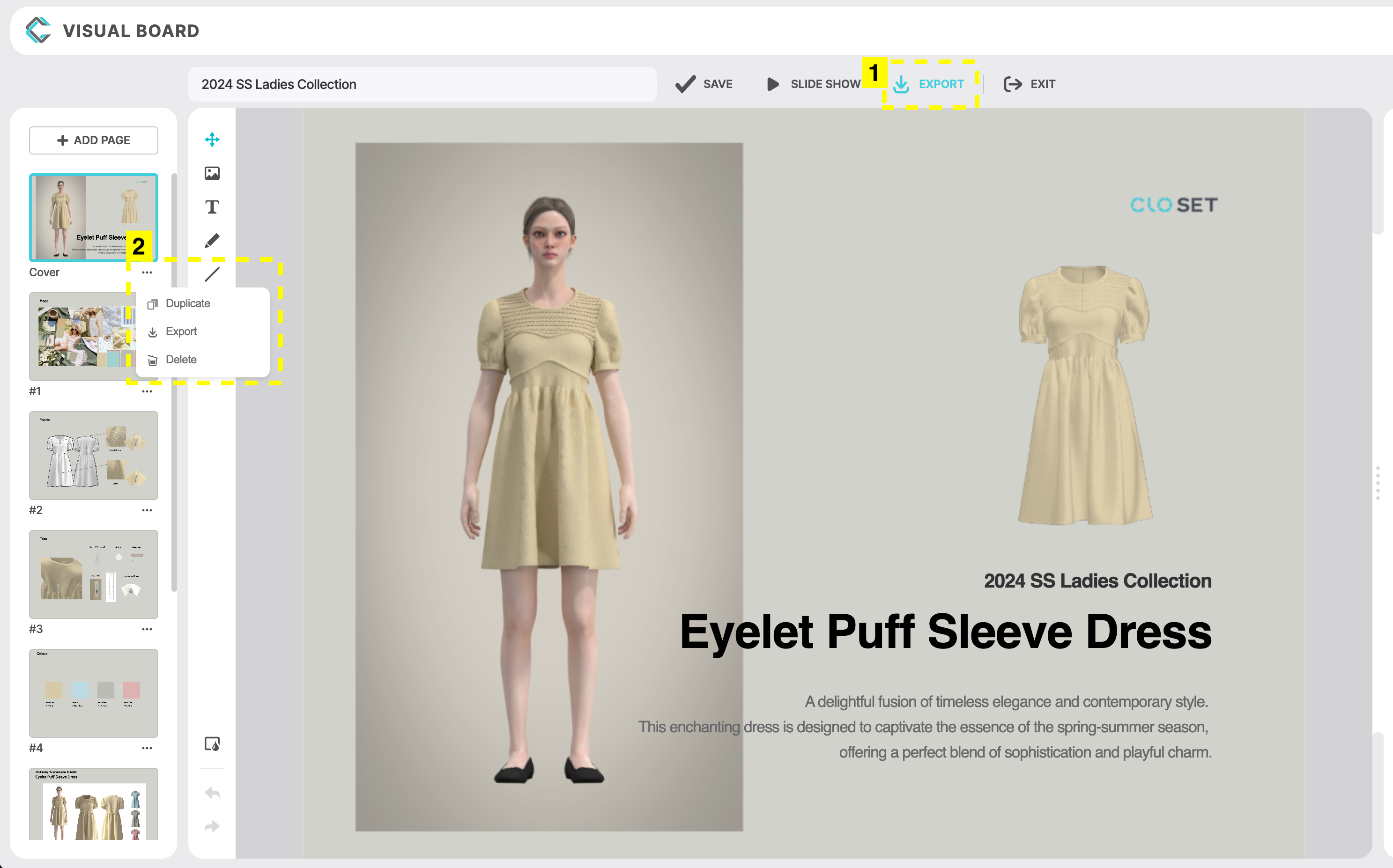[2024-07] Update in Visual Board, PDF export & Component Ordering! – CLO-SET | Help Center