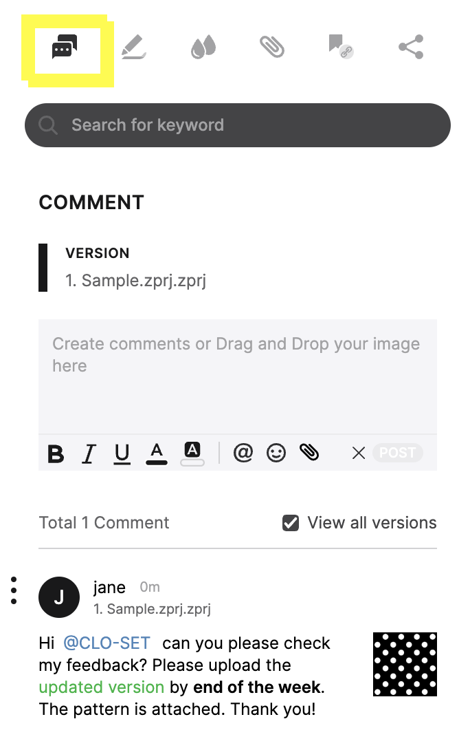 Leave Comment – CLO-SET | Help Center
